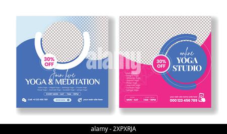 Yoga or meditation social media posts, ads, banner or square flyer or ...