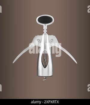 Winged corkscrew with rack and pinion mechanism on pale brown gradient ...