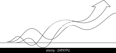 Continuous data graphic wave chart outline vector icon. Thin line black ...