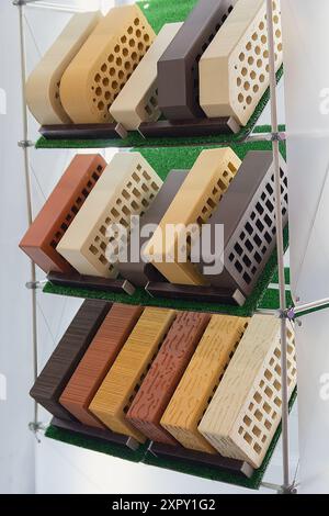 Samples of hollow bricks. Brick factory products Stock Photo - Alamy