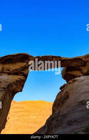 Um Frouth Rock Arch, natural rock bridge in the Wadi Rum Desert, Jordan ...