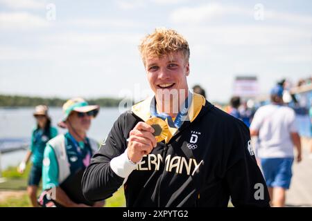 SCHOPF Jacob (Deutschland, Kajak Vierer Herren, 500 Meter) jubelt ueber ...