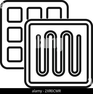 Simple line drawing of underfloor heating system with water pipes Stock ...