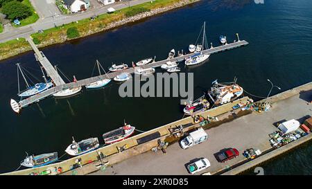 Helmsdale Sutherland Scotland the harbour and pier moored fishing boats ...