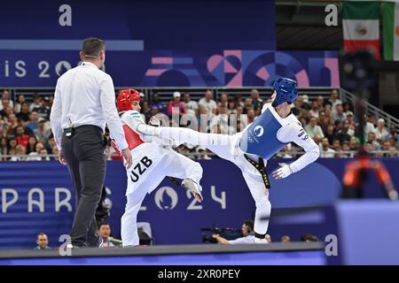 Yushuai Liang of China vs Ulugbek Rashitov of Uzbekistan, Taekwondo ...