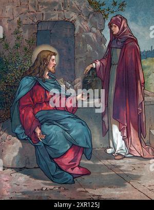 Illustration of Christ and the Woman of Samaria (Gospel of John) Jesus ...