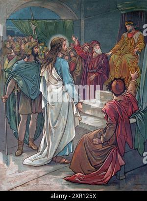Illustration of Jesus Christ Brought in front of Pontius Pilate (Pilate ...