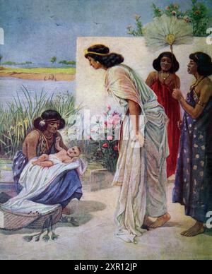 Finding of Moses in the River Nile by Pharaoh's Daughter from the Book ...