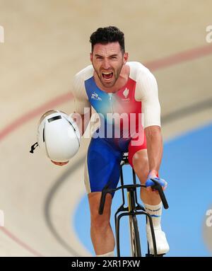 France's Benjamin Thomas celebrates winning the Men's Omnium after the ...