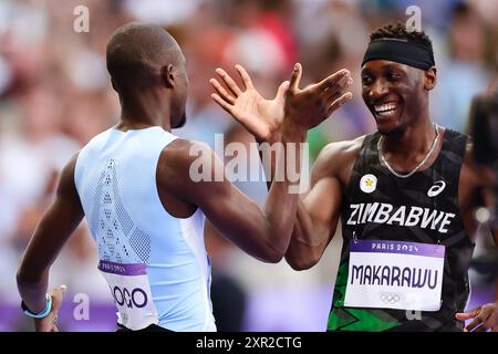 Tapiwanashe Makarawu of Zimbabwe celebrates after competing in the Men ...
