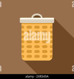 Empty wicker basket with handle standing on white background, side view ...