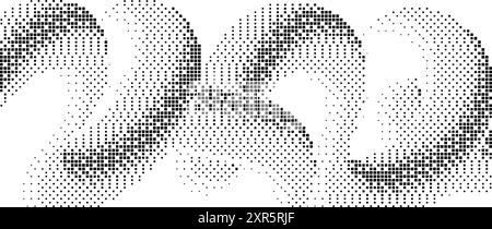 Pixelated curved gradient shape. Dotted dither squiggling texture ...