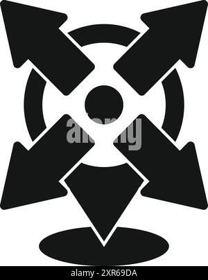 Converging pointer arrows. Center target shape. Vector cross focus ...