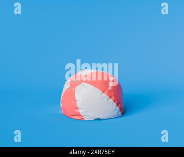 3d rendering of a summer concept with a deflated beach ball like a ...