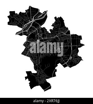Map of Metz, France. Detailed city vector map, metropolitan area ...