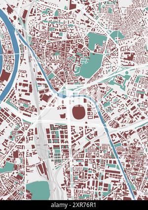 Map of Saint-Denis, France. Detailed city vector map, metropolitan area ...