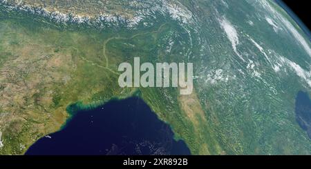 Delta of ganges river in planet earth, aerial view from outer space ...