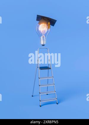Light bulb ladder. Idea achievement growth progress success innovation ...