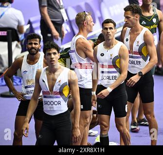 Belgian Kevin Borlee (C) and Belgian Jonathan Sacoor (CR) pictured in ...