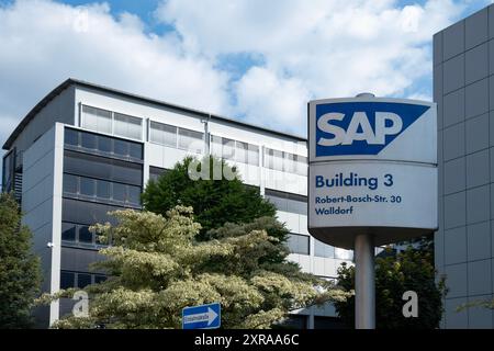 SAP SE logo prominently displayed on modern corporate headquarters ...