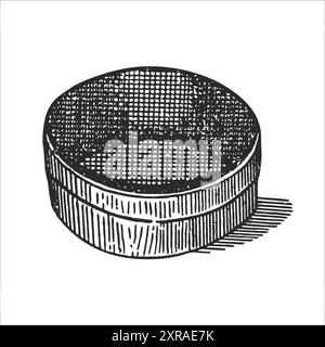Wooden sieve. Hand drawn ink illustration. Black and white ink sketch ...