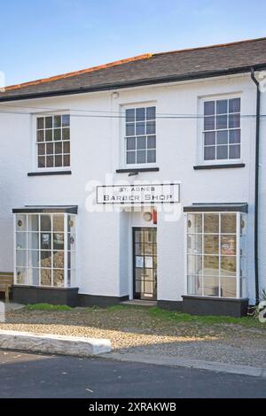 barbers shop in the village of st agnes north cornwall Stock Photo - Alamy