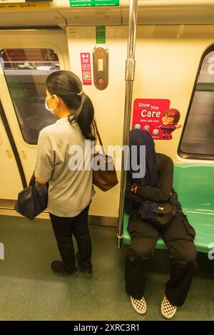 Asia, Singapore, MRT, Passengers in Subway Carriage and Crime Awareness ...