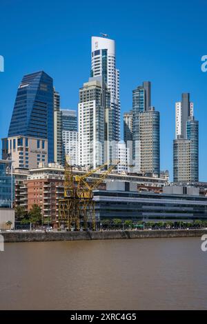 View of Buenos Aires harbour with big ships and fishing boats. Buenos ...