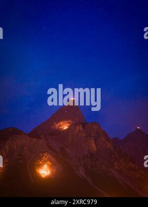 Tyrolean Zugspitz Arena, midsummer bonfire, Tyrol, Austria Stock Photo ...