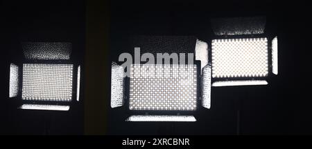 Two luminous LED panels for photography, close-up Stock Photo - Alamy