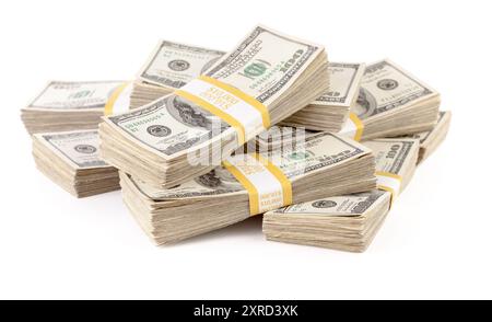 Ten Thousand Dollar Stacks of One Hundred Dollar Bills Isolated on ...