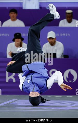 Ami Yuasa of Japan, known as B-girl Ami, celebrates after winning the ...