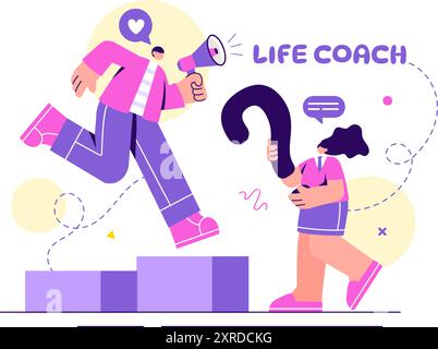Life Coach Vector Illustration for Consultation, Education, Motivation ...