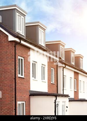 Modern terraced complex of residential buildings. And outdoor ...