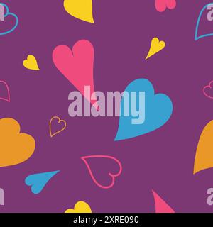 seamless pattern of multi-colored hearts on a background of uneven ...