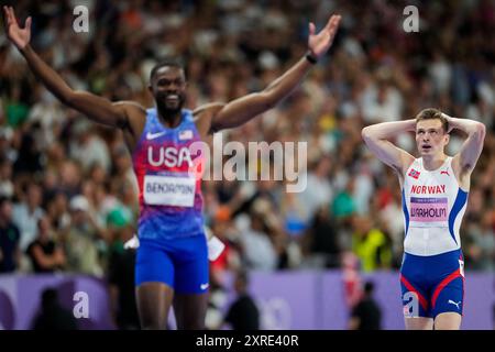 Paris, France 20240809. Raj Benjamin from the USA wins and Karsten ...