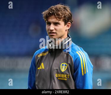 Brenden Aaronson of Leeds United arrives ahead of the Premier League ...