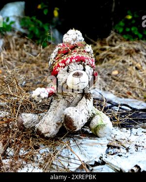 Sad child on garbage dump, boy picking up trash for sale, concept of ...