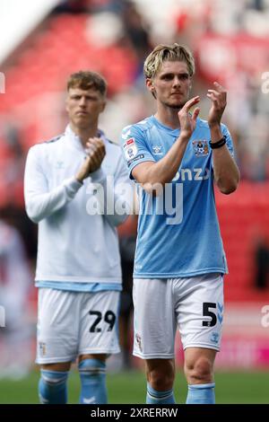 Coventry City's Jack Rudoni applauds the fans after the Sky Bet ...