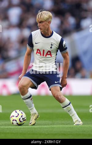 Tottenham Hotspur's Lucas Bergvall during the Premier League match at ...
