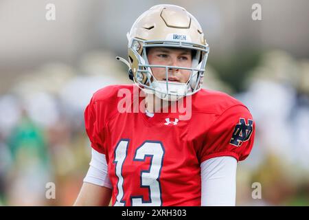 Notre Dame quarterback Riley Leonard (QB08) poses for a portrait at the ...