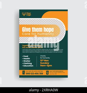 Charity fundraising non profit voluntary organization print flyer or ...