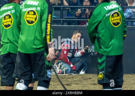Florida Freedom's João Lucas Campos rides Mr. Jimmy in game 9 during ...
