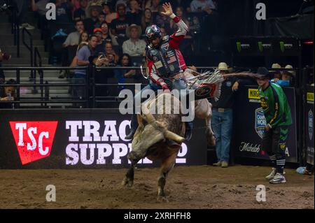 Florida Freedom's João Lucas Campos rides Mr. Jimmy in game 9 during ...