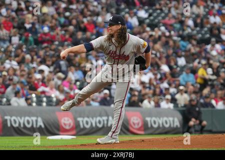 Atlanta Braves pitcher Grant Holmes delivers in the sixth inning of a ...
