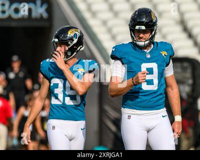 AFC punter Logan Cooke (9), of the Jacksonville Jaguars, takes part in ...