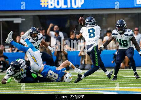 Seattle Seahawks safety Coby Bryant (8) runs a play during the first ...