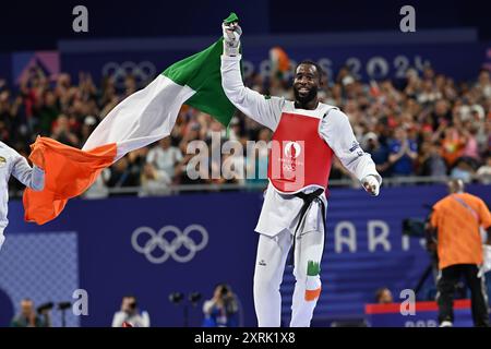Cheick Sallah Cisse (CIV) Bronze medal, Taekwondo, Men +80kg during the Olympic Games Paris 2024 ...