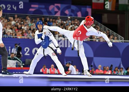 Arian Salimi (IRI) and Caden Cunningham (GBR), Taekwondo, Men +80kg ...