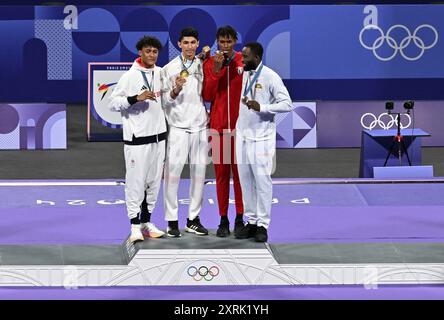 Cheick Sallah Cisse (CIV) Bronze medal, Taekwondo, Men +80kg during the ...